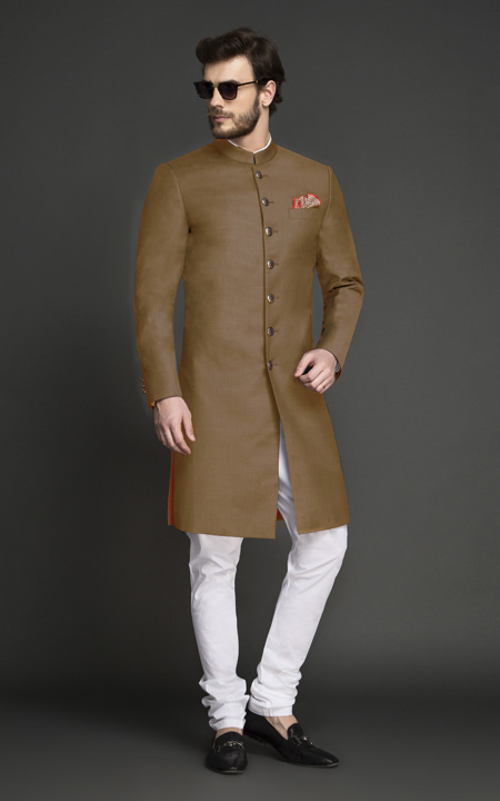 Emerald Green Achkan | Sustainable Custom Menswear by A.I.